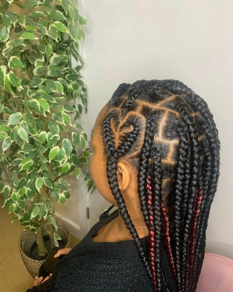 30 Knotless Braids With A Heart On The Side
